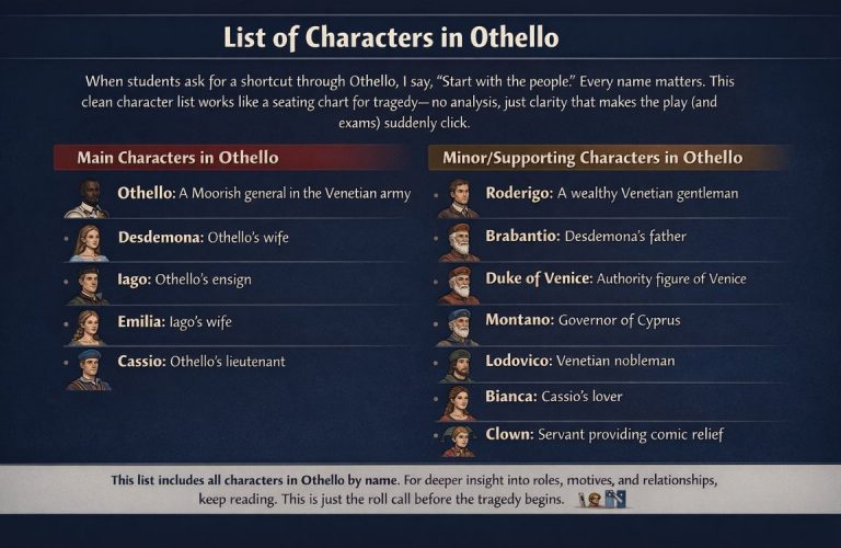 Characters In Othello: Main, Minor, Male & Female Roles